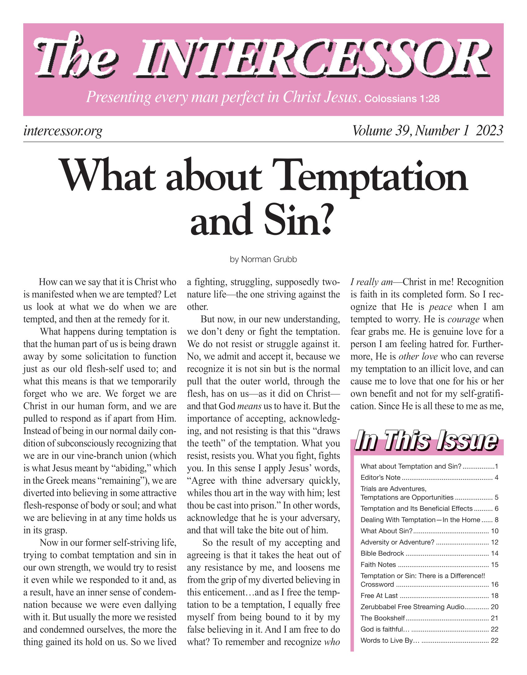 The Intercessor, Vol 39 No 1 - Zerubabbel Press