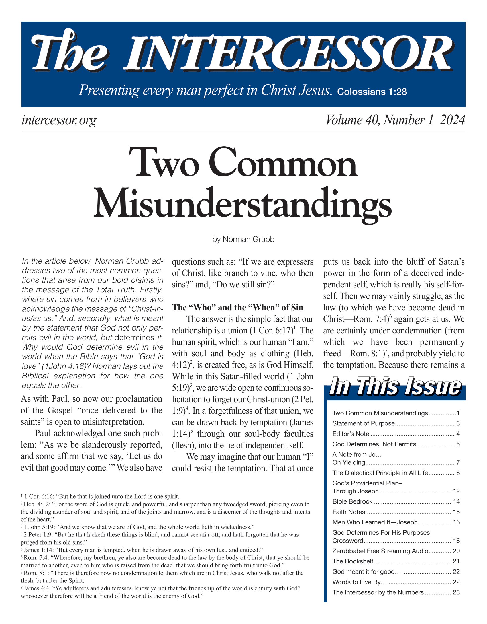 The Intercessor, Vol 40 No 1 - Zerubabbel Press