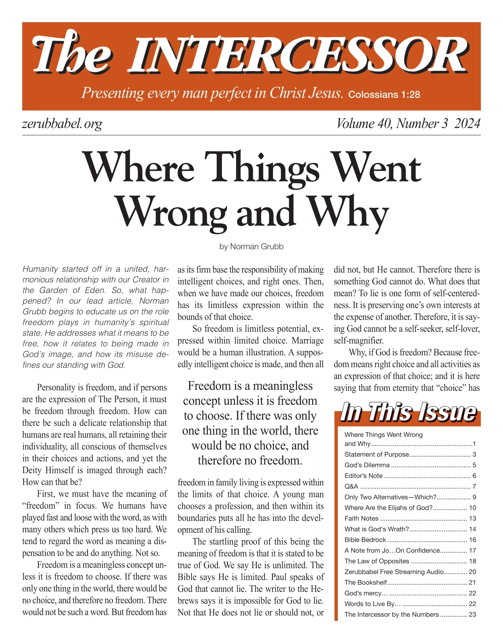 The Intercessor, Vol 40 No 3 - Zerubabbel Press