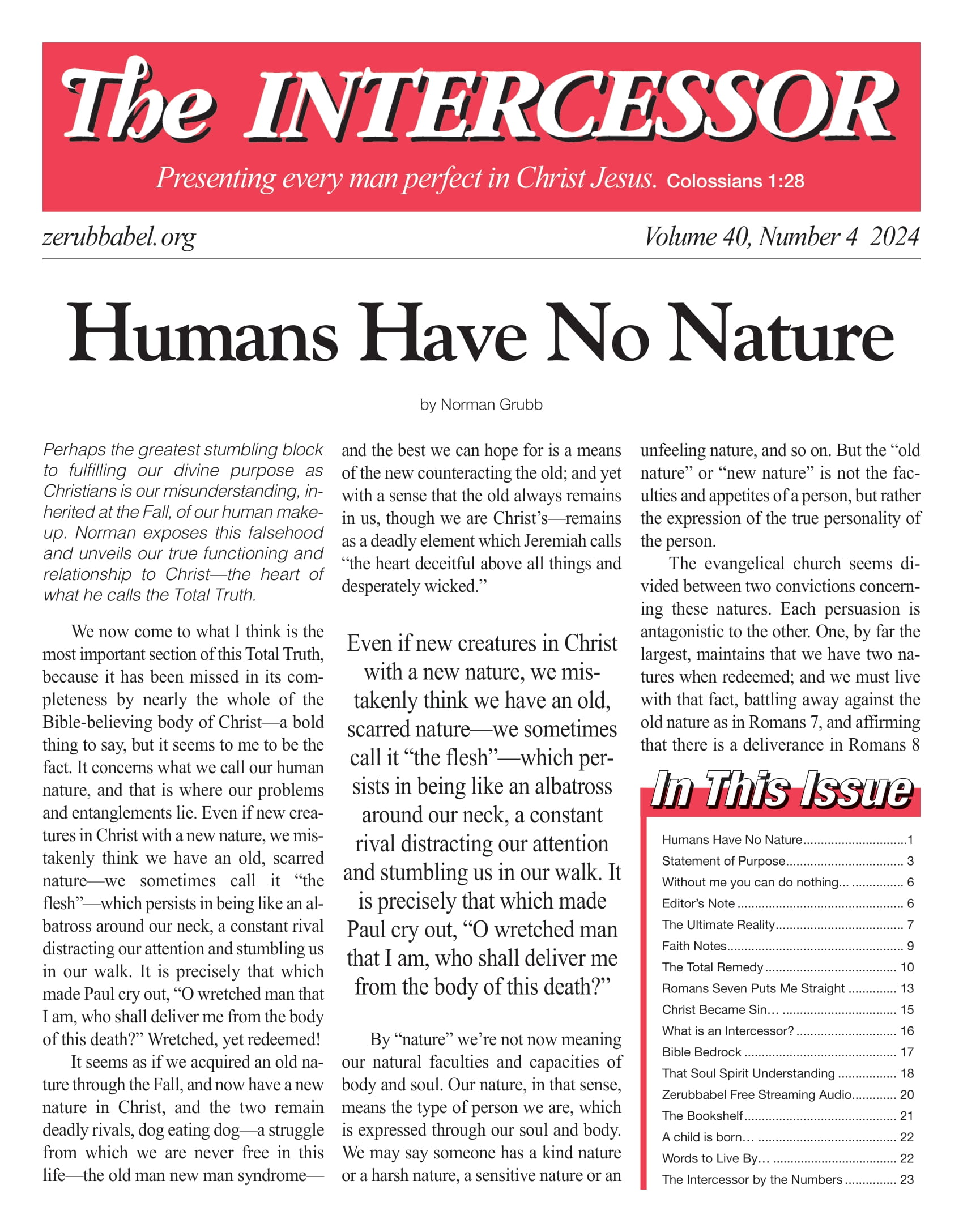 The Intercessor, Vol 40 No 4 - Zerubabbel Press